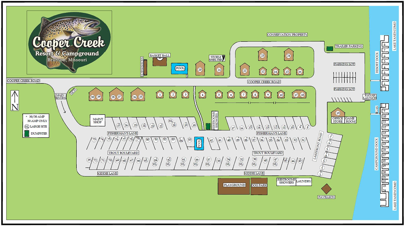 Cooper Creek Resort and Campground Rv Park Resort Layout | Cooper Creek ...